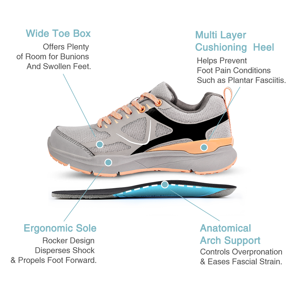 Women's Arch Support Wide Toe Box Shoes | WALKHERO